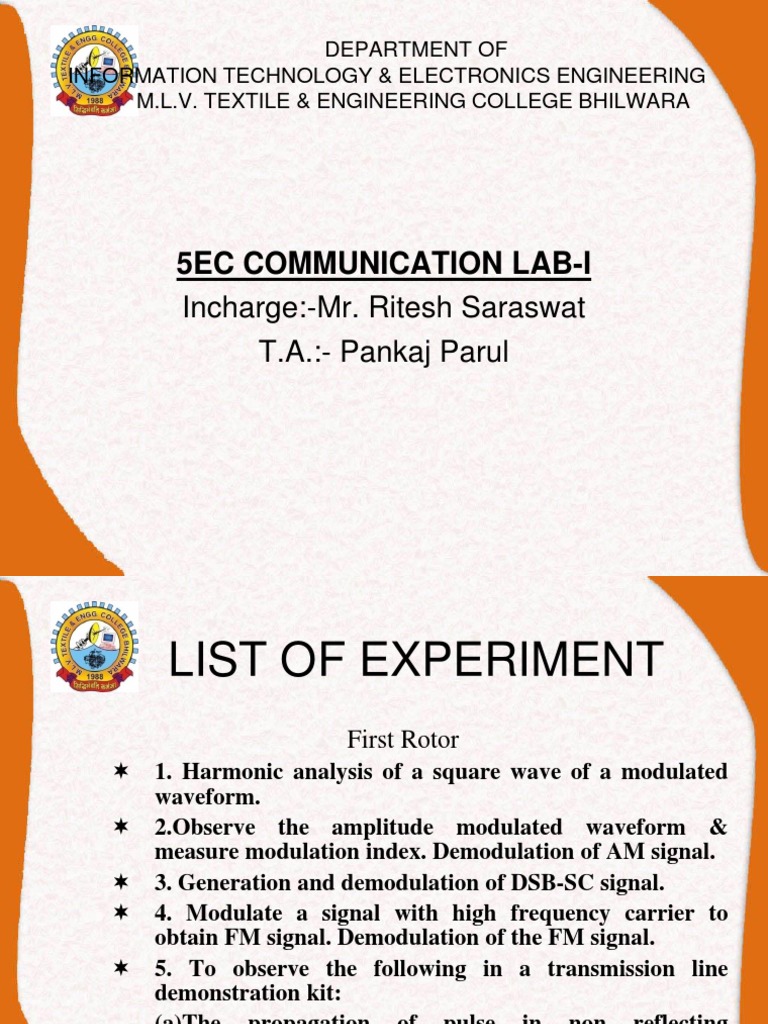 5 Sem Communication Lab | PDF | Modulation | Frequency Modulation