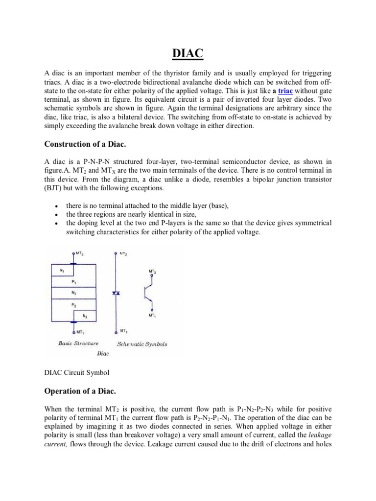 Diac | PDF | Bipolar Junction Transistor | Electric Current