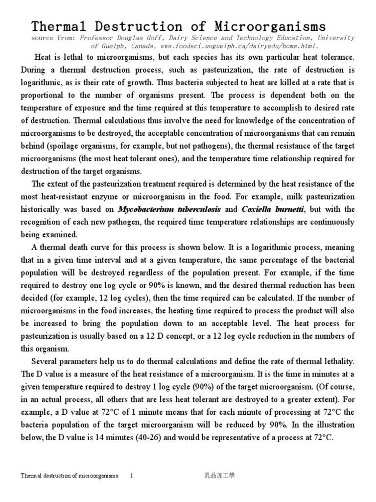 4 Thermal Destruction of Microorganisms | PDF | Sterilization ...