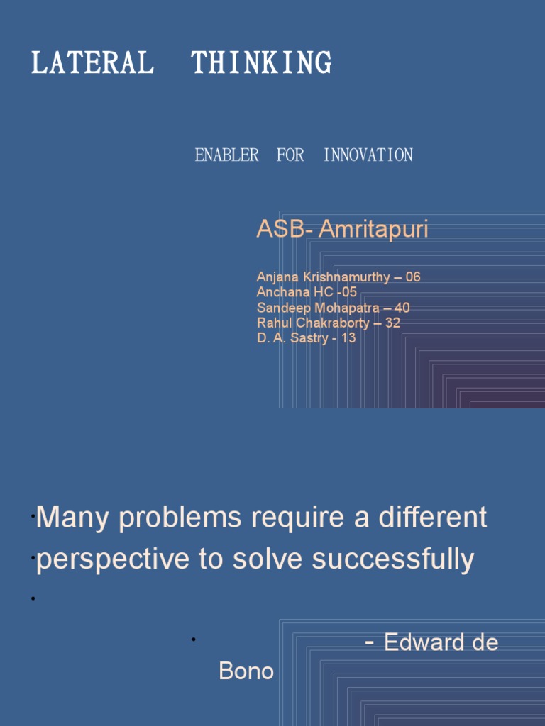 Lateral Thinking for Innovation | PDF | Behavioural Sciences | Neuroscience
