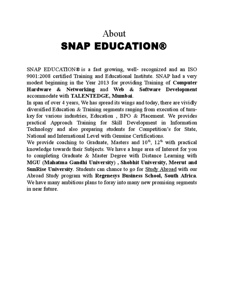 About Snap Education®: Hardware & Networking and Web & Software Development | PDF | Business ...
