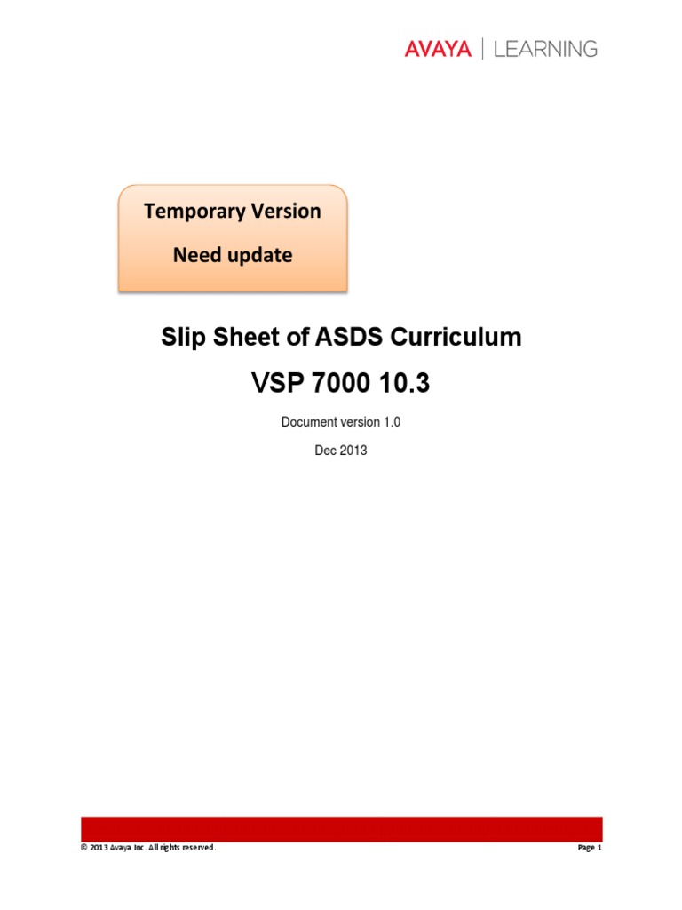 Slip Sheet of ASDS Curriculum: Temporary Version Need Update | PDF
