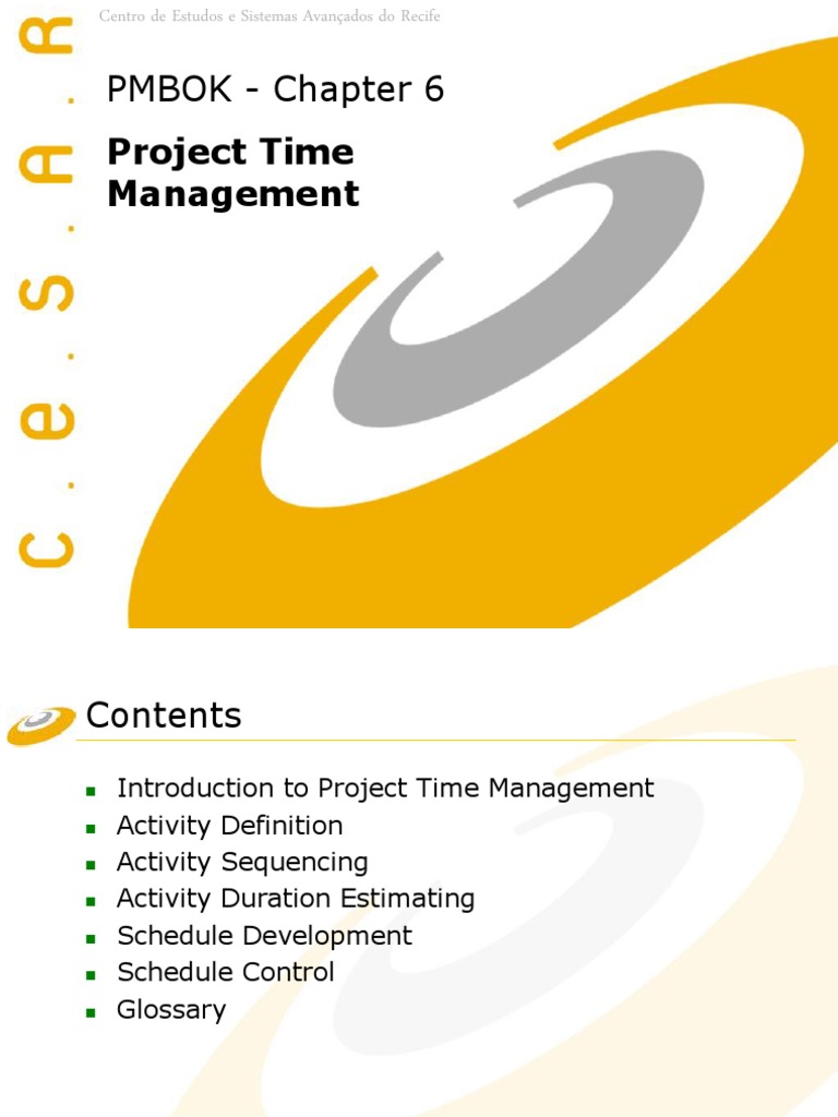 PMBOK - Chapter 6: Project Time Management | PDF | Product Development ...