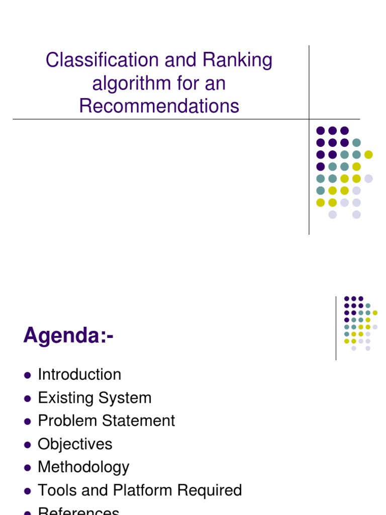 Classification and Ranking Algorithm For An Recommendations | Download ...