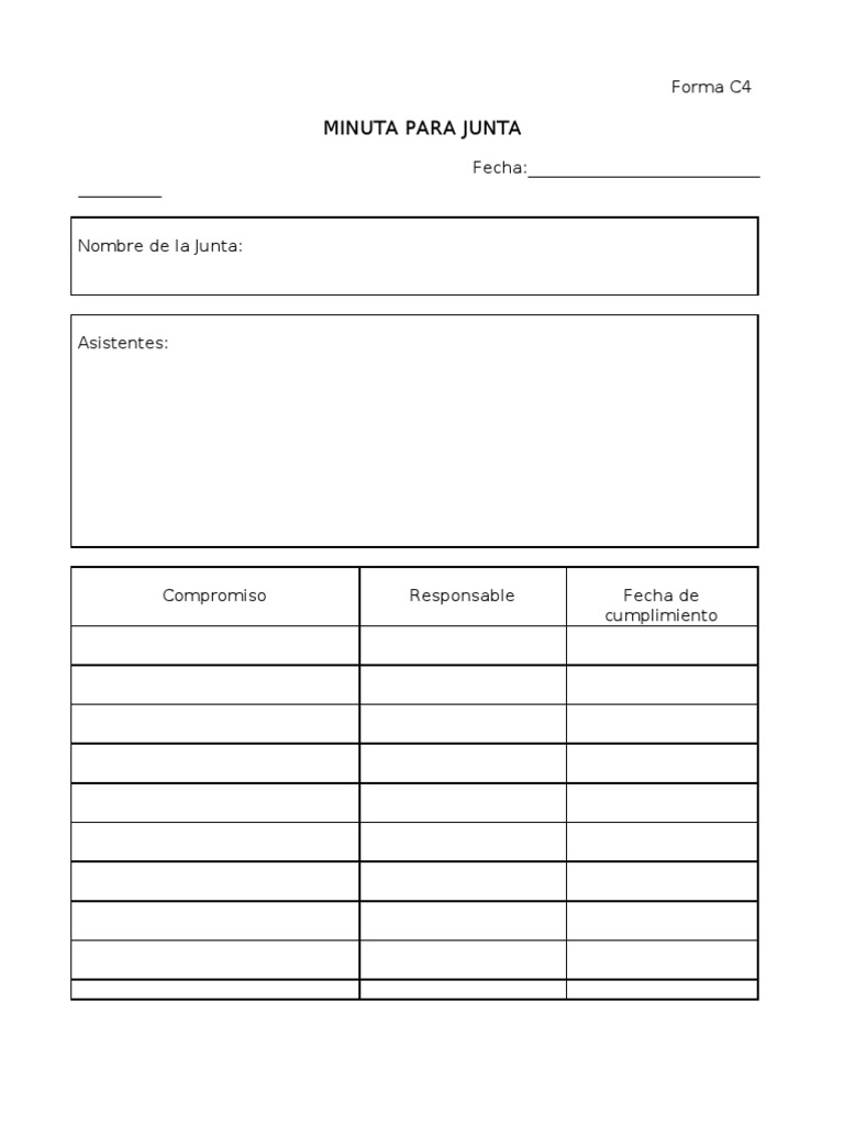 Forma c4 Minuta para Junta | PDF