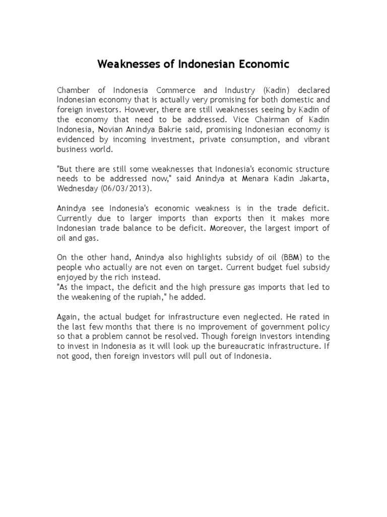 Weaknesses of Indonesian Economic | PDF