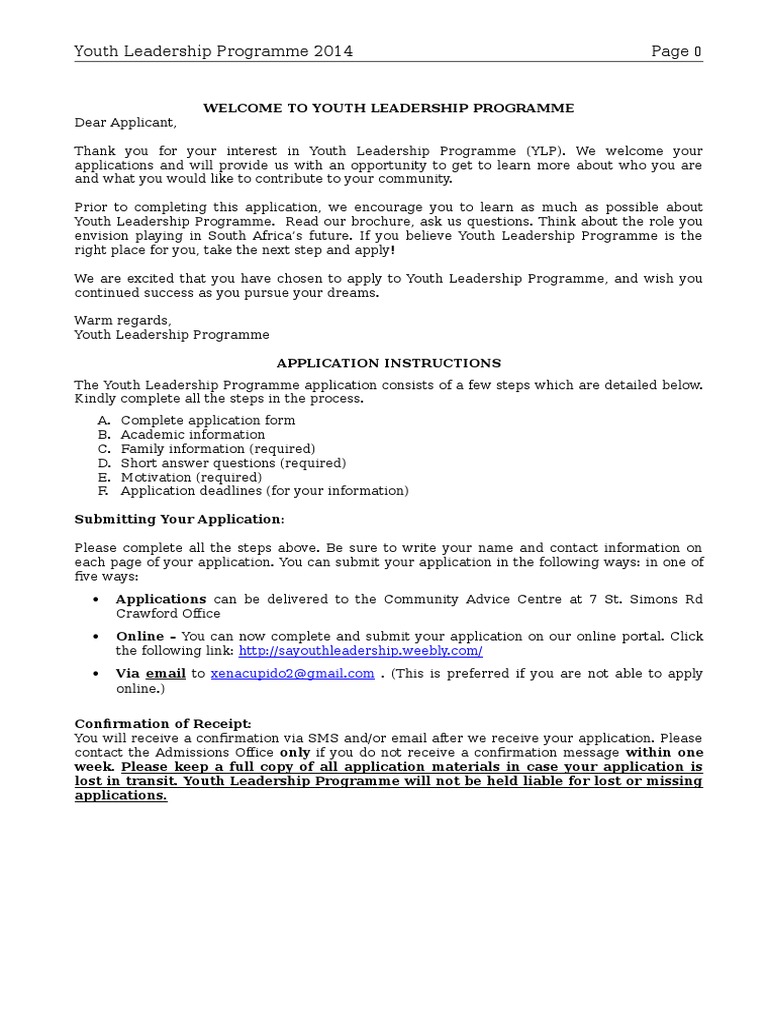 Youth Leadership Programme 2014 Guide | PDF | Legal Guardian | Social Institutions