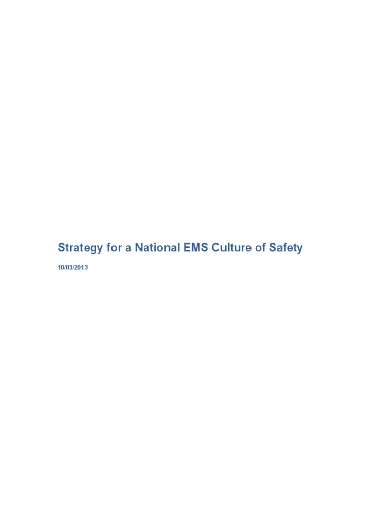 Strategy For A National EMS Culture of Safety 10-03-13 | PDF ...