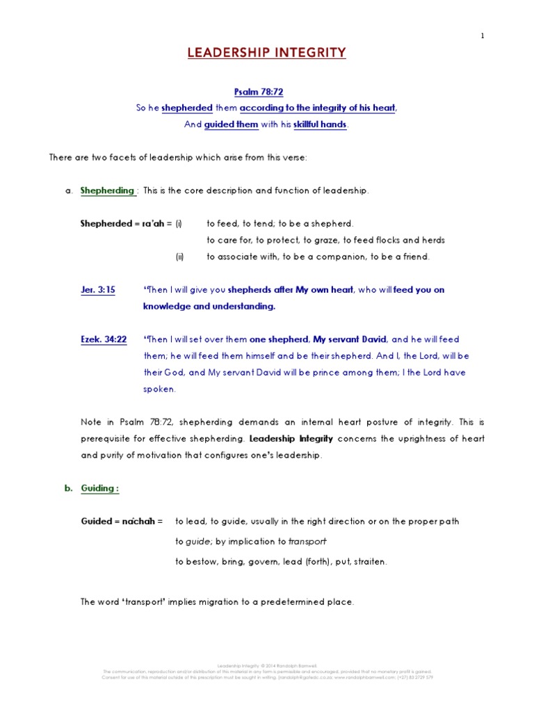 Leadership Integrity | PDF | Integrity | David