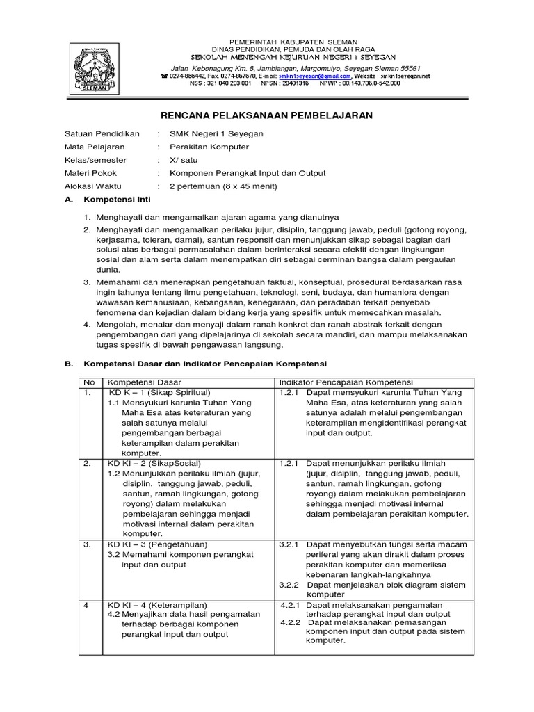 RPP Perakitan Komputer 3.2 - 2 Pertemuan | PDF