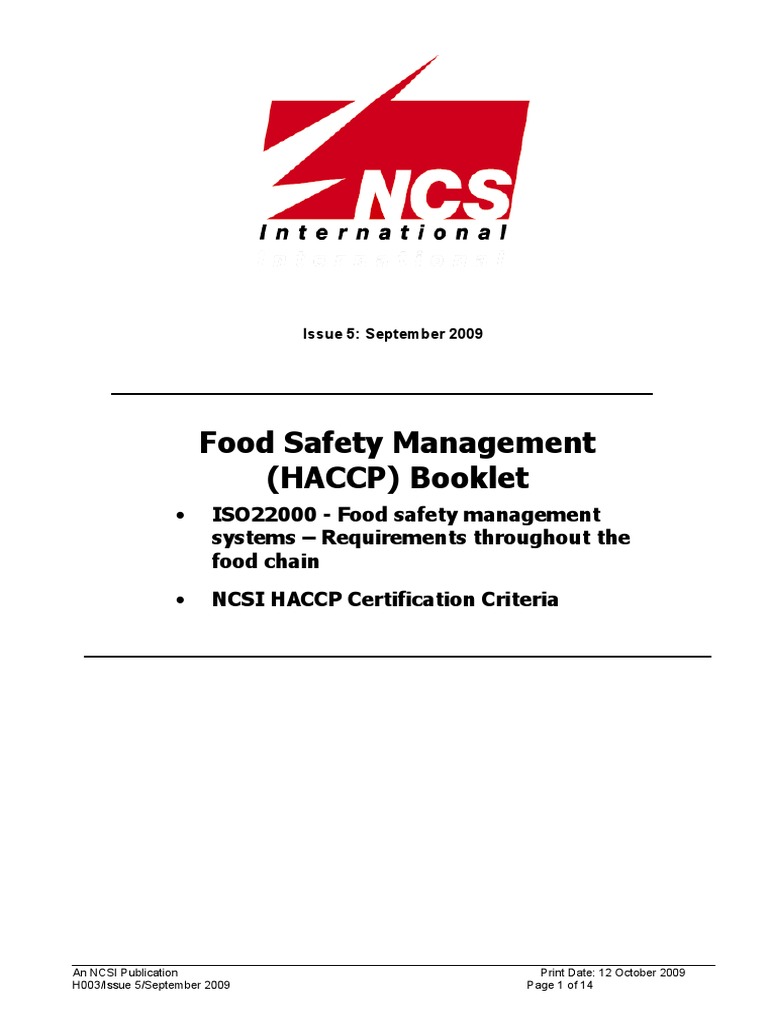 HACCP Booklet | PDF