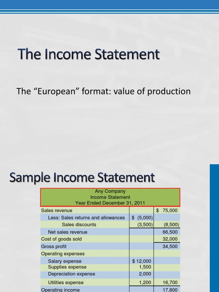 Value of Production Income Statements | PDF | Income Statement | Cost ...