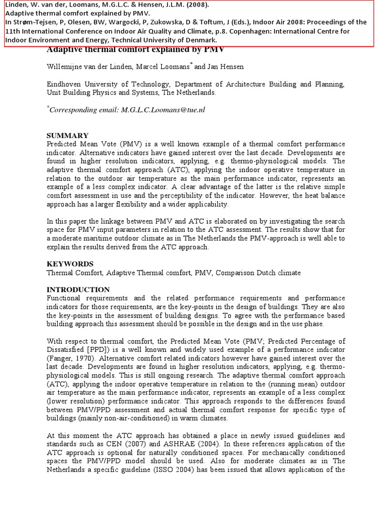 FANGER 197O PMV Model PDF | PDF | Transport Phenomena | Thermodynamics