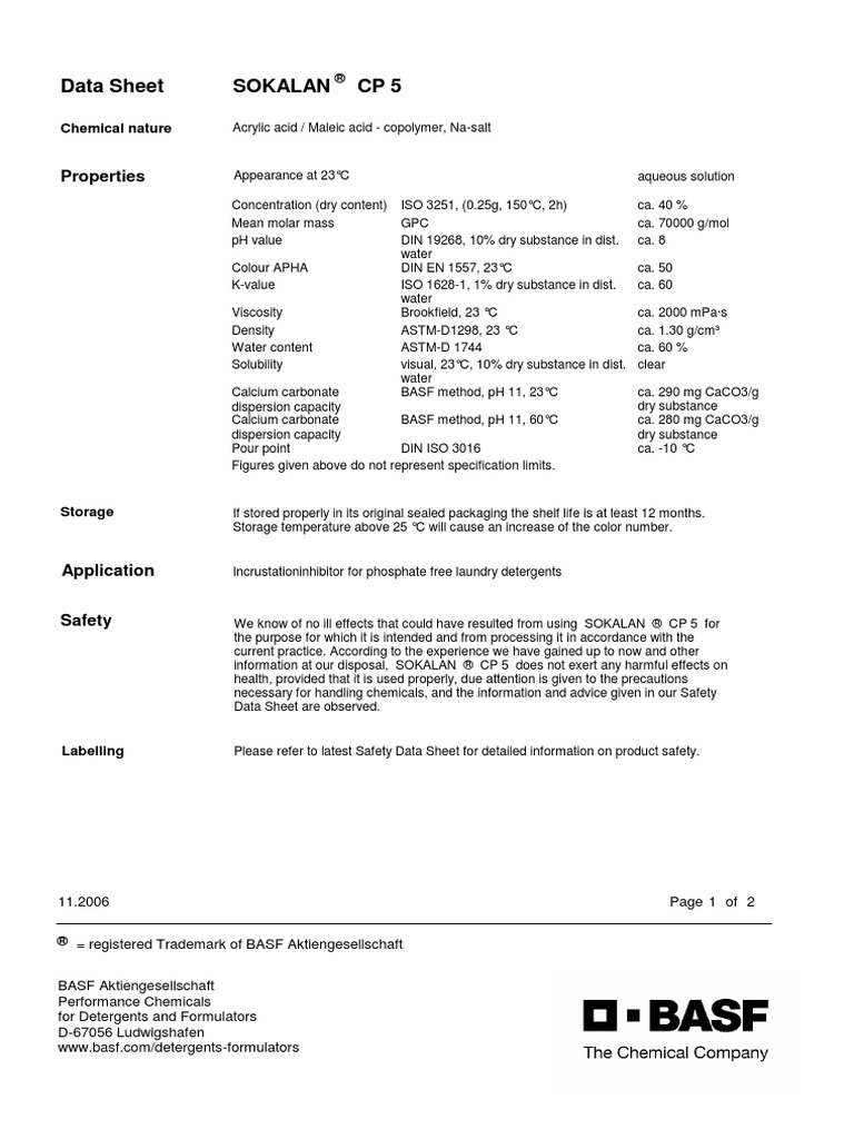 DB Sokalan CP5 Nov2006 | PDF | Calcium | Chemistry