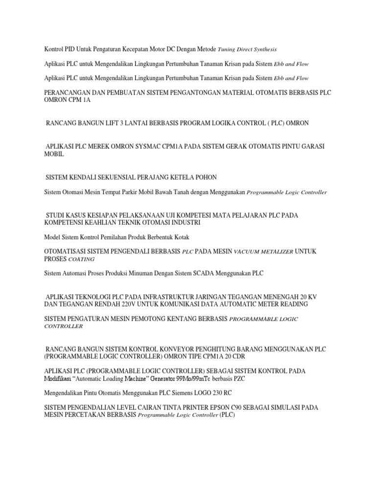 Kontrol PID Untuk Pengaturan Kecepatan Motor DC Dengan Metode Tuning ...