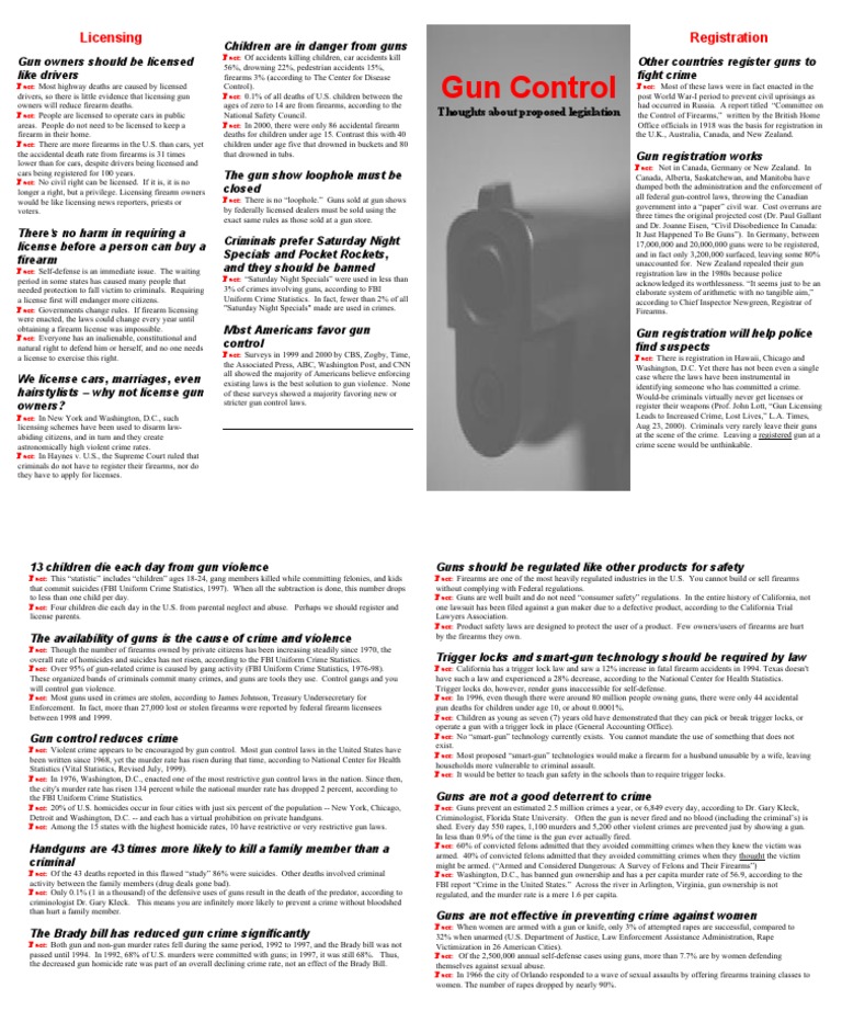Gun Control Facts Brochure | PDF | Gun Control | Gun Violence In The ...
