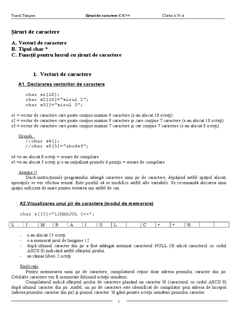 Siruri de Caractere C++ | PDF