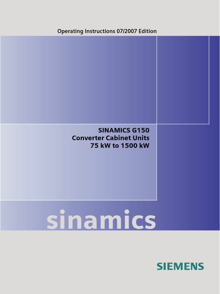 SINAMICS G150 Operating Instructions 0707 Eng | Electrostatic Discharge ...