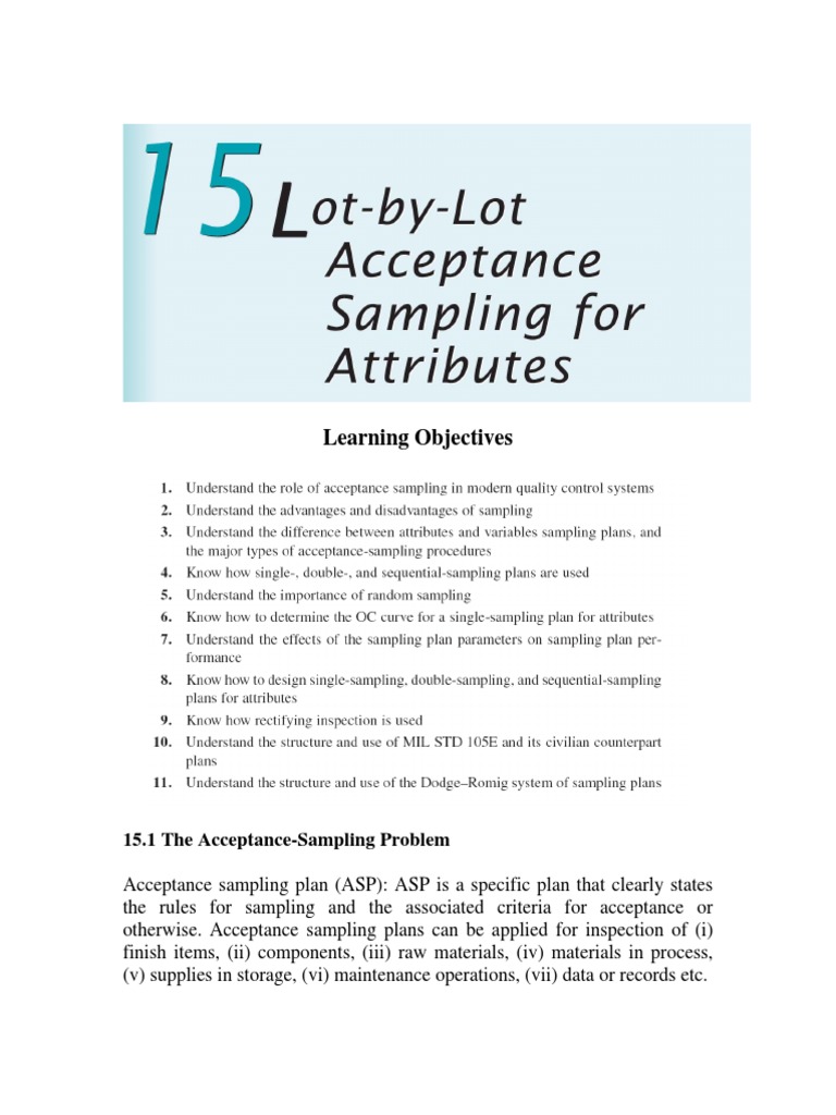 Lot Acceptance Sampling Plan | PDF | Sampling (Statistics) | Randomness