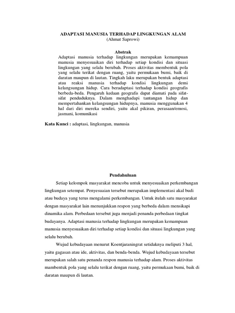 Adaptasi Manusia Terhadap Lingkungan Dalam Ruang | PDF