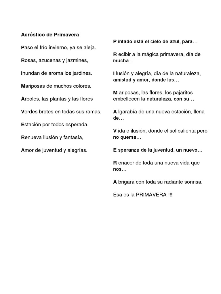 Acróstico de Primavera | PDF