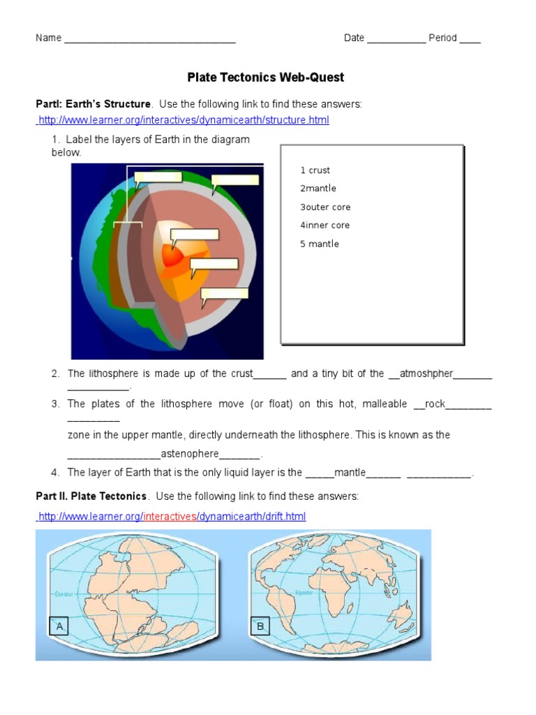 Plate Tectonics Web Quest Student 1 | PDF | Plate Tectonics | Volcano