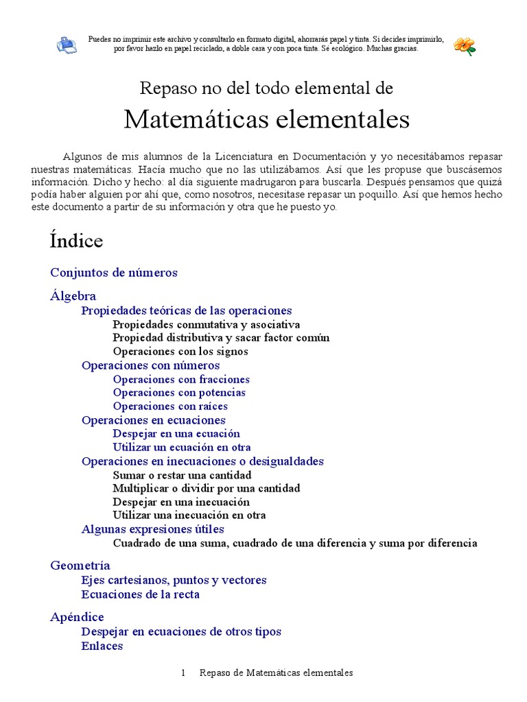 Matematicas Elementales PDF | Descargar gratis PDF | Sistema de ...