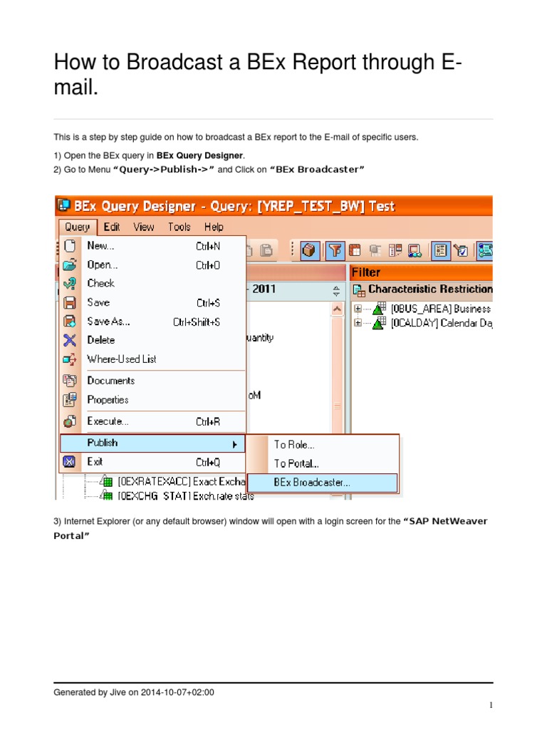 DOC-25391 - How To Broadcast A BEx Report Through E-Mail PDF | PDF ...