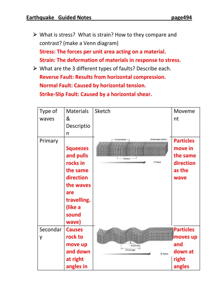 Earthquake Guided Notes | PDF | Science & Mathematics