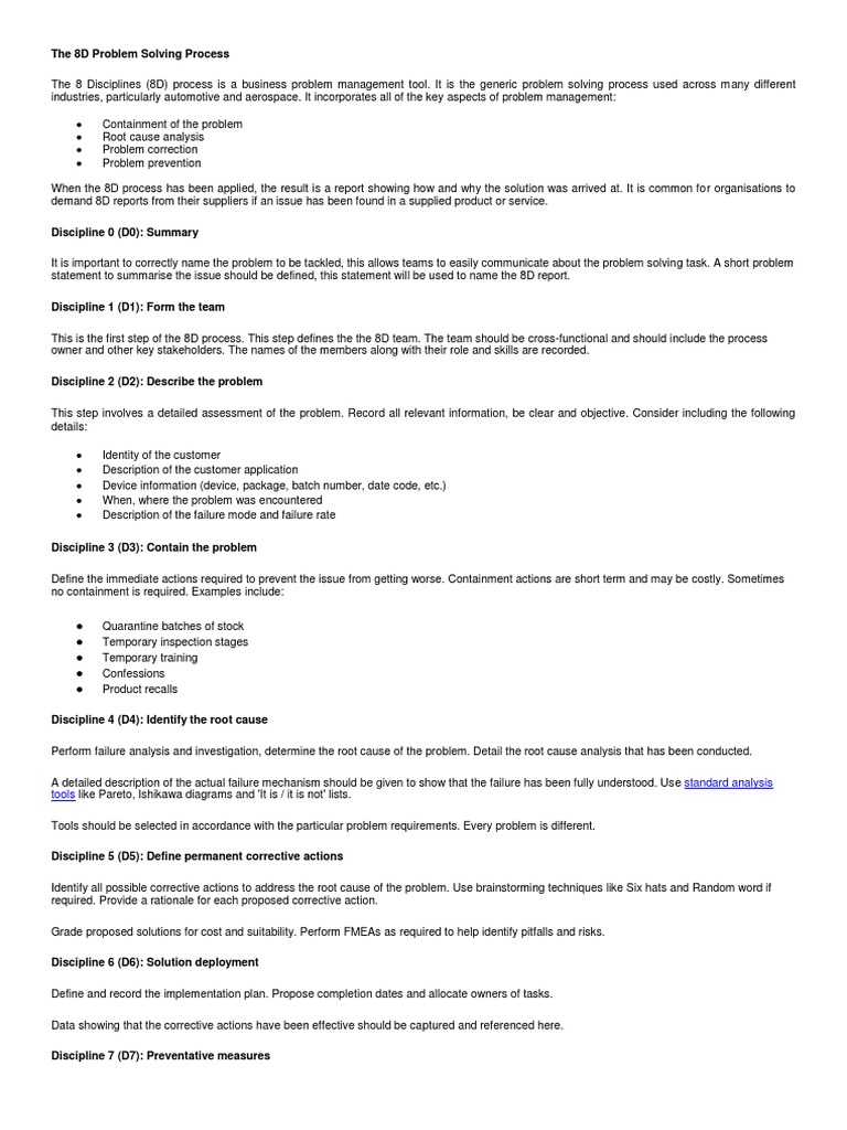 The 8D Problem Solving Process | PDF | Systems Theory | Computing