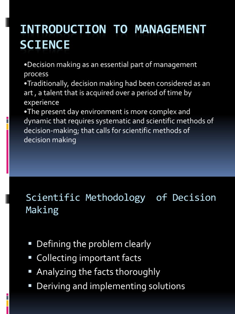 1-Introduction To Management Science | PDF | Mathematical Optimization ...
