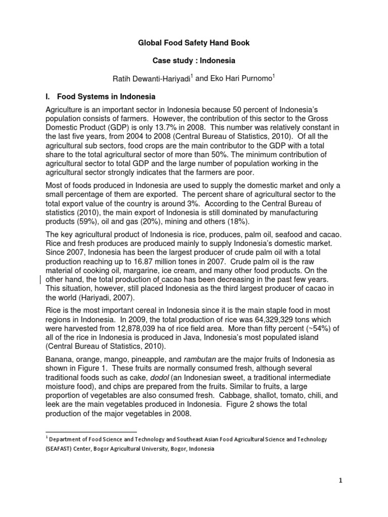 Food Safety In Indonesia Pdf Food Safety Risk Management
