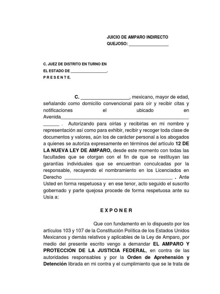 Juicio de Amparo Indirecto PDF | PDF