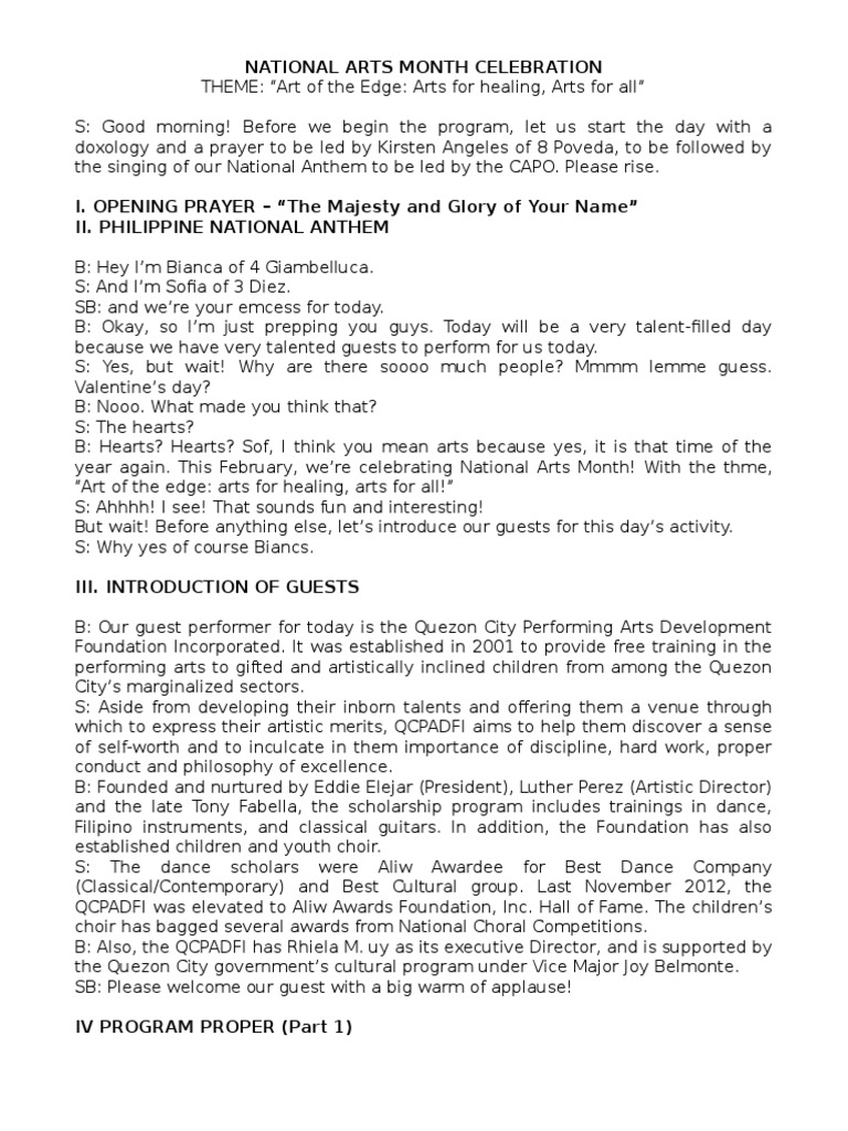 National Arts Month Celebration | PDF | Leisure