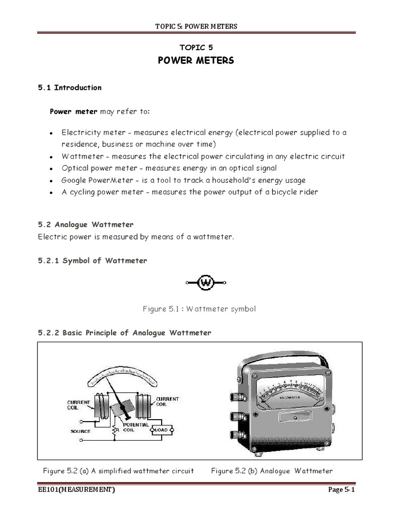 Topic 5 Power Meters 1 | PDF | Kilowatt Hour | Electric Current
