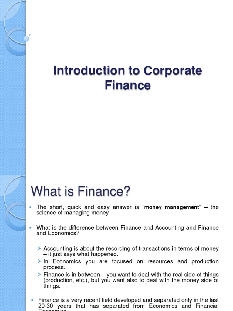 Corporate Finance Basics | PDF | Stocks | Risk