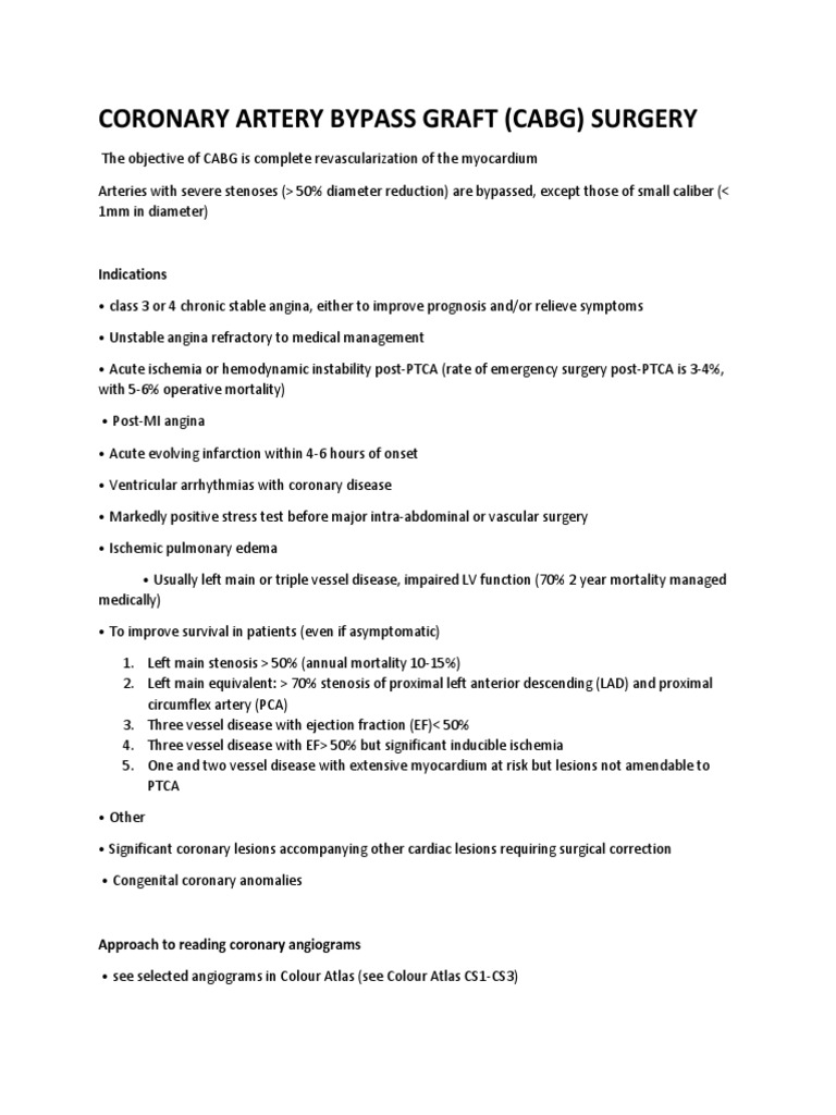 CABG | Download Free PDF | Coronary Artery Bypass Surgery | Coronary ...