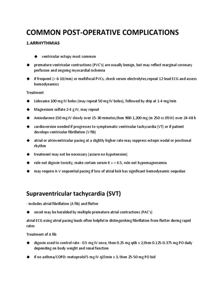 Common Post Operative Complication and Management | Heart ...