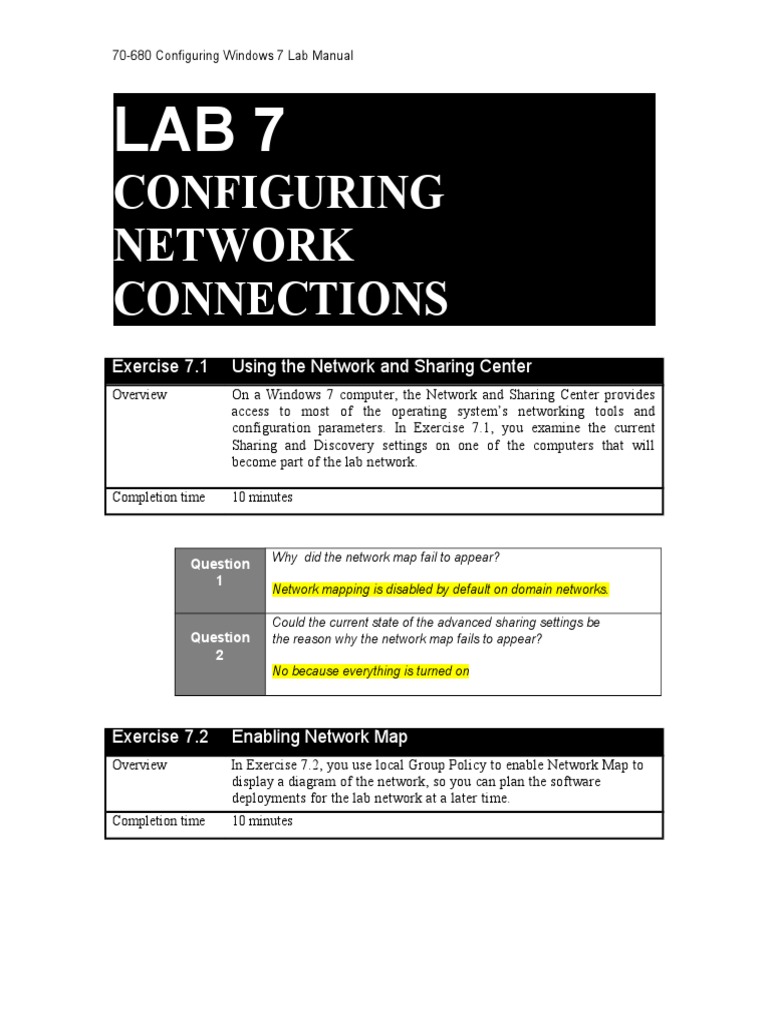 Lab 7 Windows 7 | PDF | Windows 7 | Computer Network