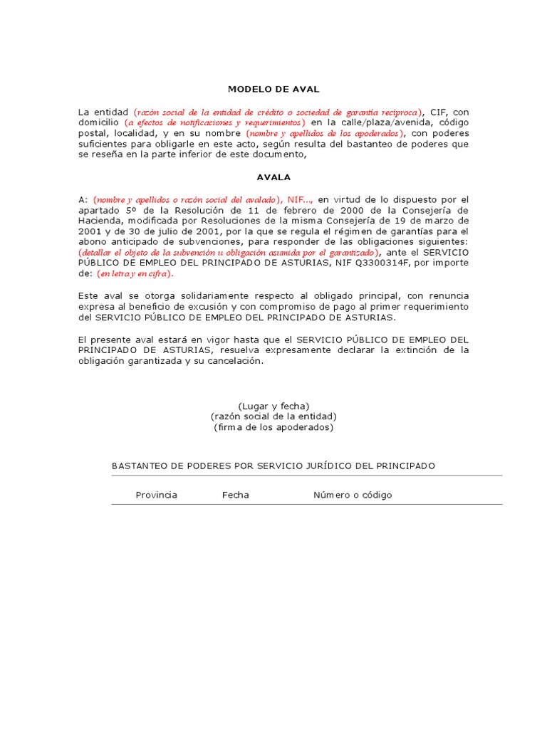 Modelo de Aval | PDF