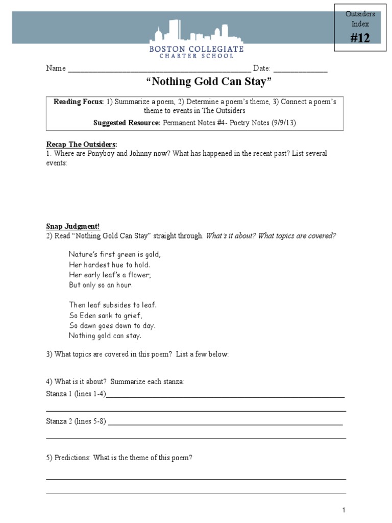 CW Nothing Gold Can Stay | PDF | Poetry