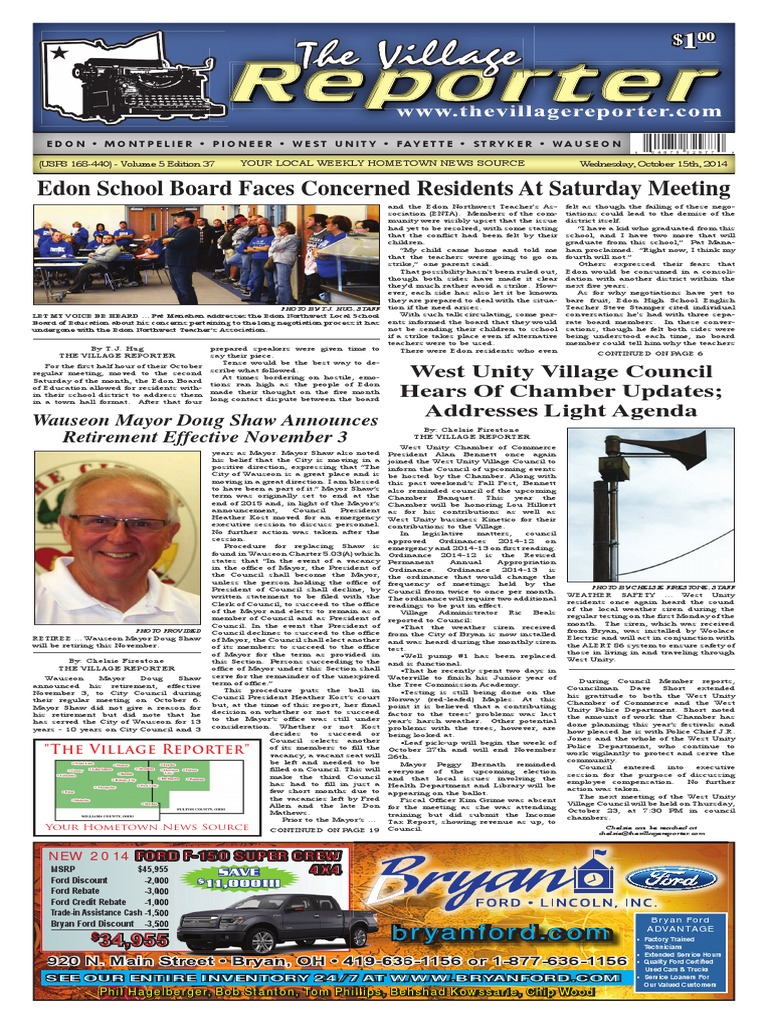 The Village Reporter - October 15th, 2014 PDF | PDF | Plea | Newspapers
