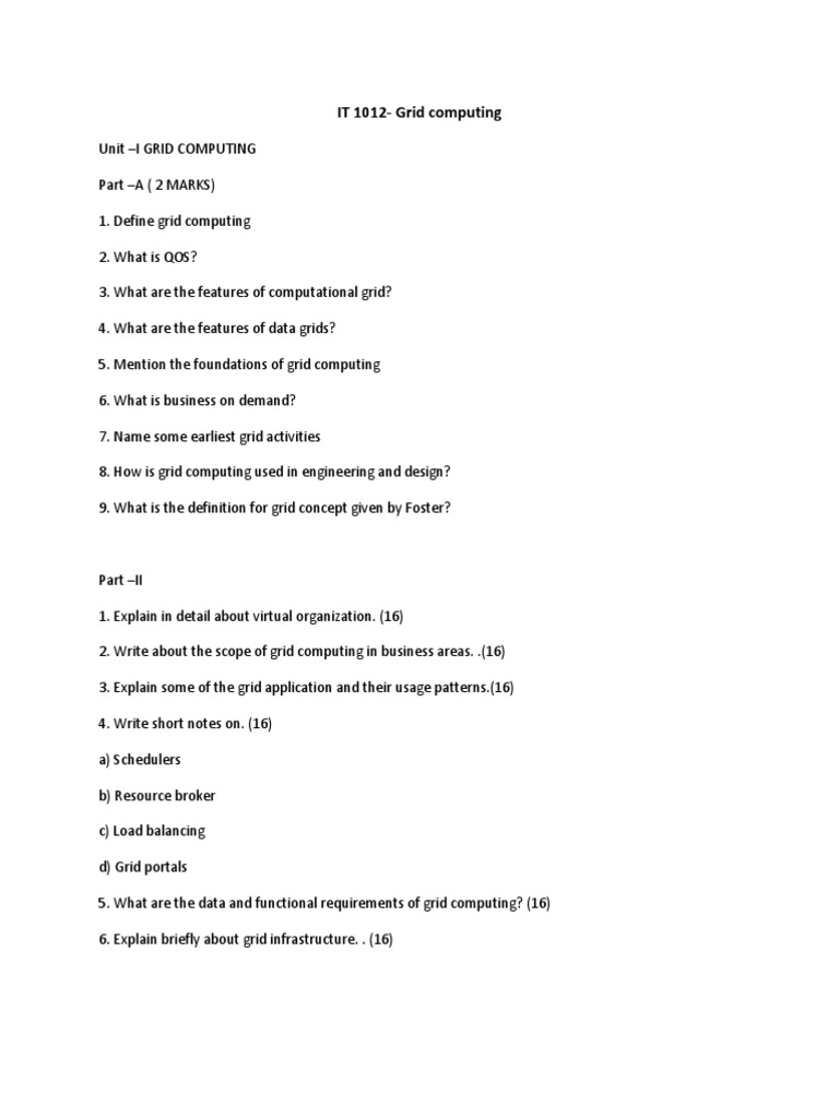 Grid Computing IT1012 CS1018 | PDF | Grid Computing | Soap