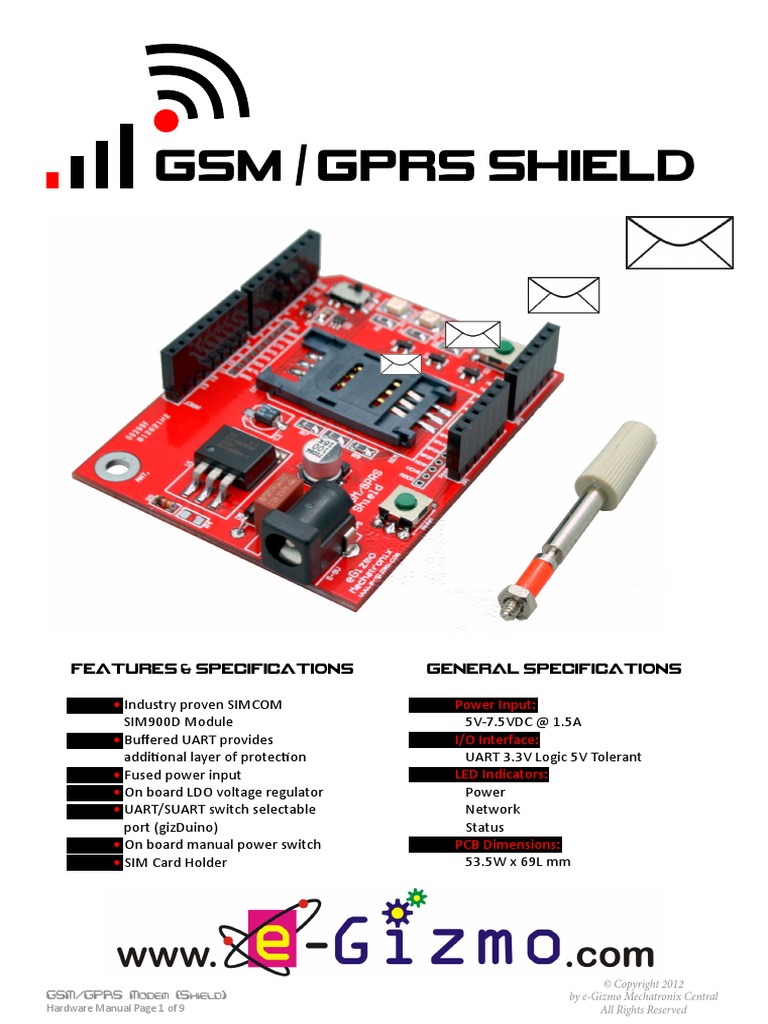 SIM900 GSM Shield Users Manual PDF | PDF | General Packet Radio Service ...