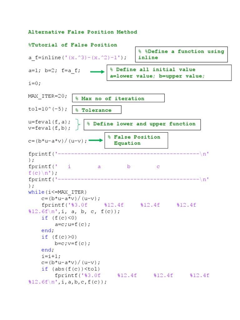 Alternative False Position Method Tutorial | PDF | Applied Mathematics ...