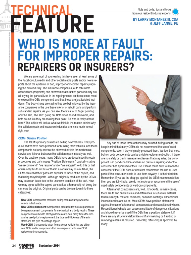 Who Is More at Fault For Improper Repairs | PDF | Aftermarket ...
