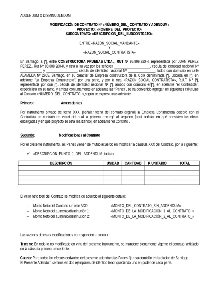 (ANEXO) Modelos Adendum o Disminudendum | PDF