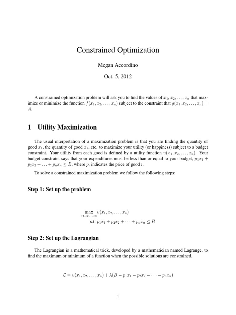Constrained Optimization | PDF | Operations Research | Teaching Mathematics
