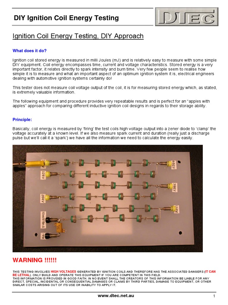 Ignition Coil Energy Testing PDF | PDF | Resistor | Electric Current