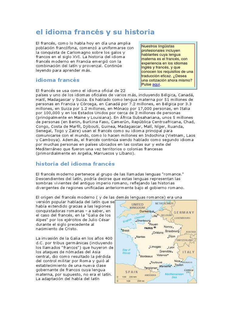 el idioma francés y su historia